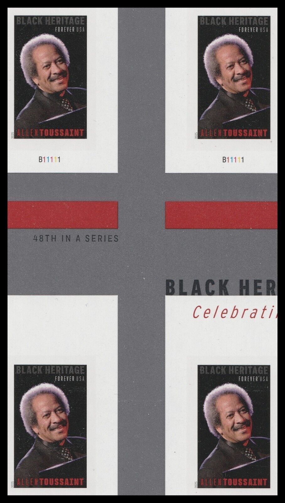 US 5957a Allen Toussaint imperf NDC cross gutter block 4 MNH 2025 ...