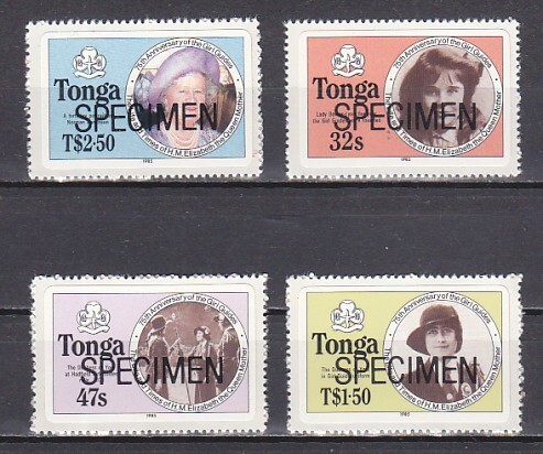 Tonga, Scott cat. 608-611. Queen as a Girl Guide. Specimen o/print ...