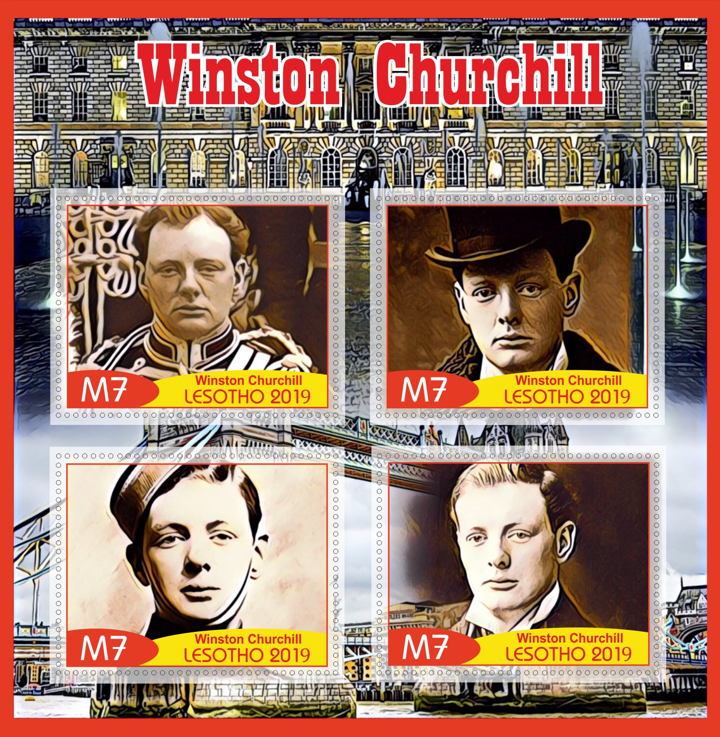 Stamps. Famous people. Winston Churchill 2019 1+1 sheets perforated ...