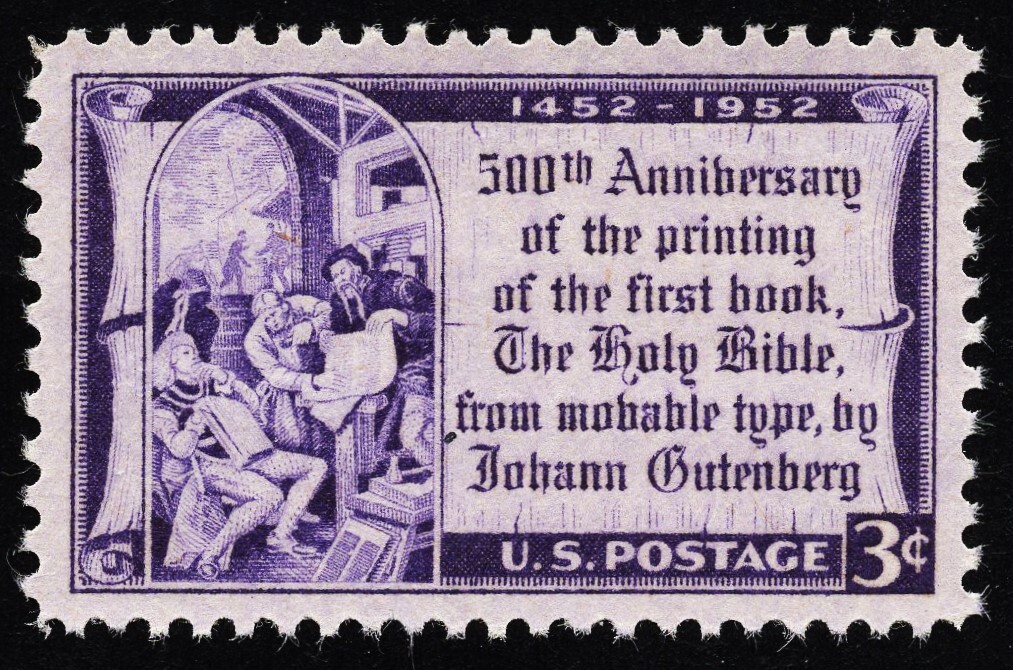 US 1014 MNH VF 3 Cent Gutenberg Bible 500th Anniversary | United States ...