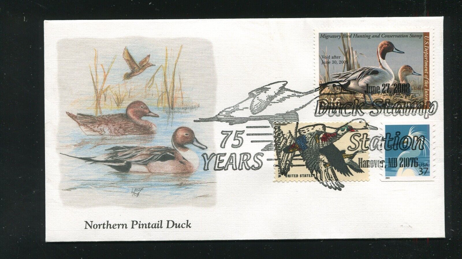RW75 Northern Pintail Duck Stamp First Day Cover FDC 2008 Fleetwood ...