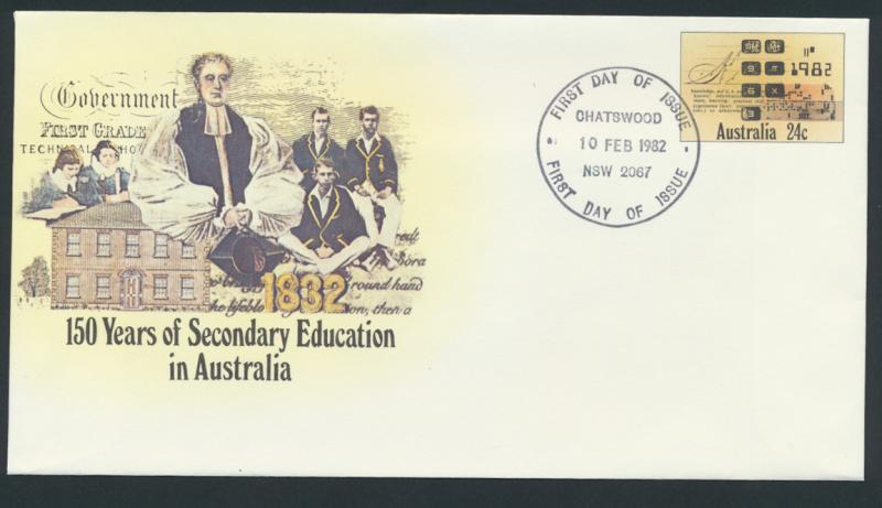 Australia PrePaid Envelope 1982 150 years of Secondary Education ...