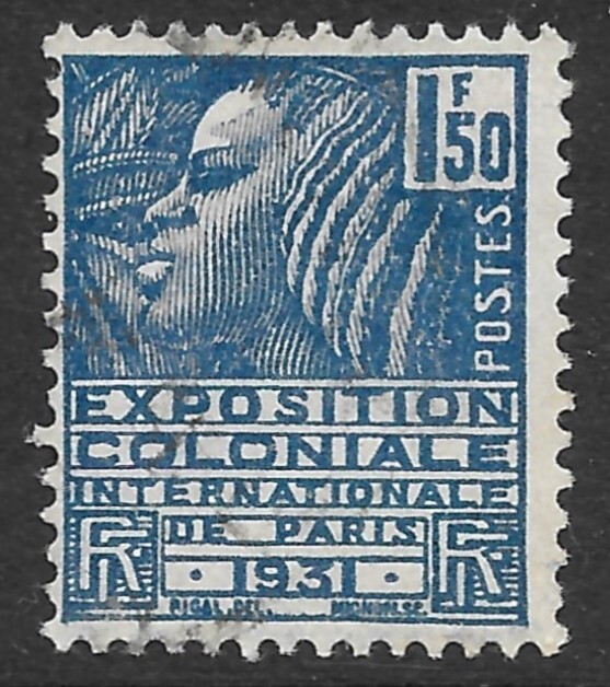 France 1.50F deep blue Colonial Exposition issue of 1930 Scott 261 Used ...