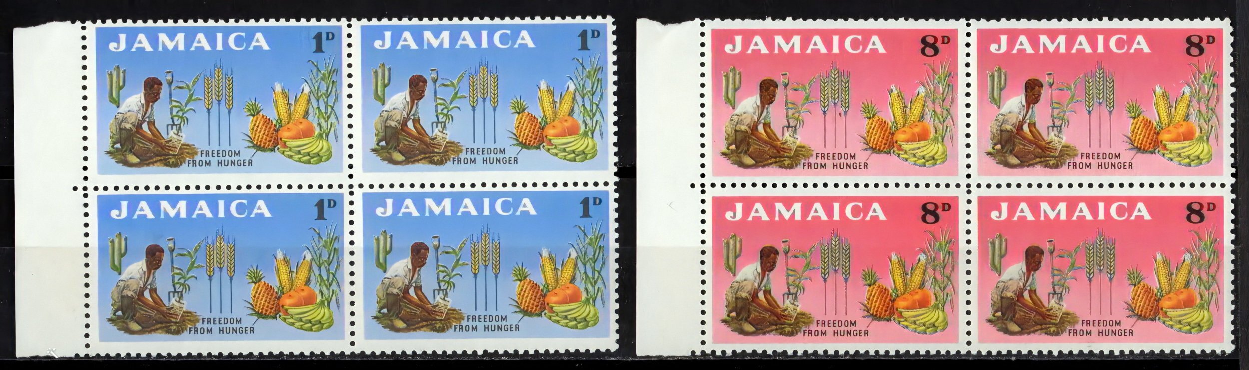 Jamaica 1963 Sc#201/202 FREEDOM FROM HUNGER (FAO)-FRUITS Block of 4 MNH ...
