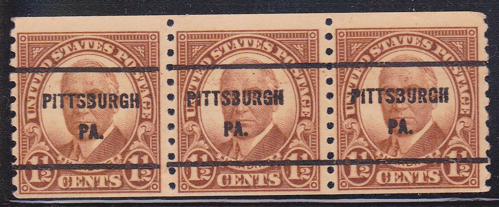 Precancel - Pittsburgh, PA PSS 686-61 Strip of 3 w/Gap - No Gum ...