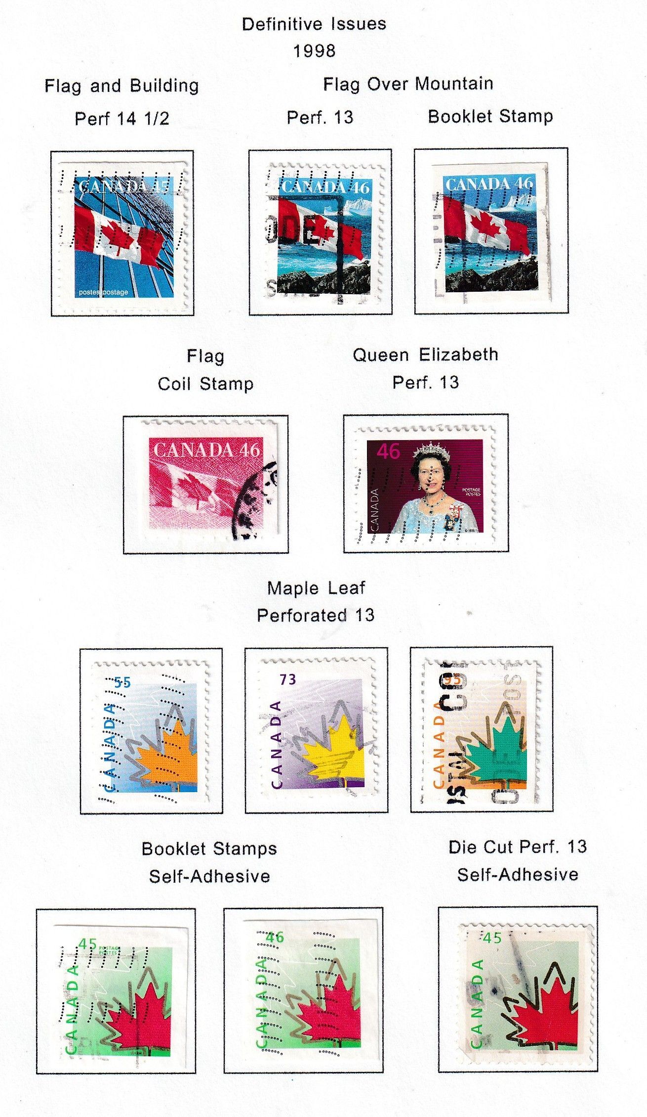 CANADA 1998 - Definitives Used group of 11 Stamps | Canada, General ...