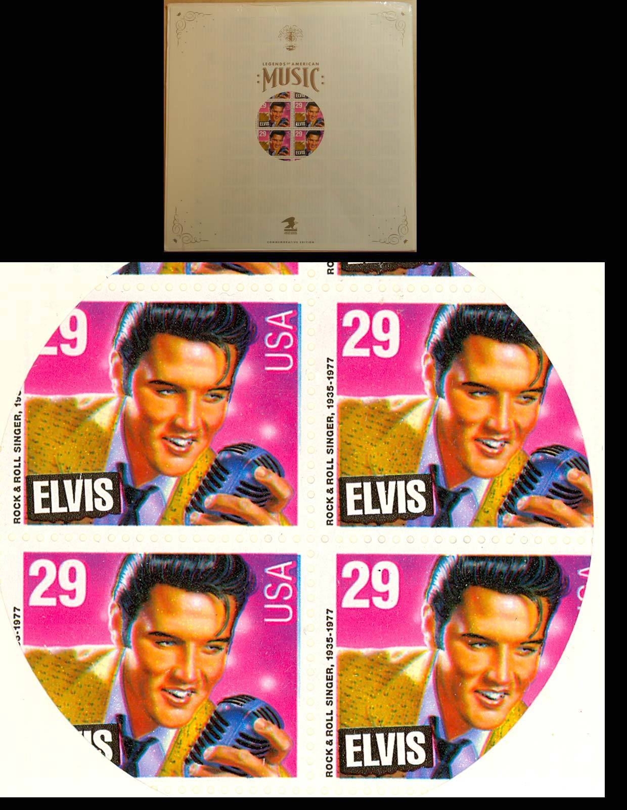 Elvis Color Shift Complete Pane Error - in Usps Holder | United States ...