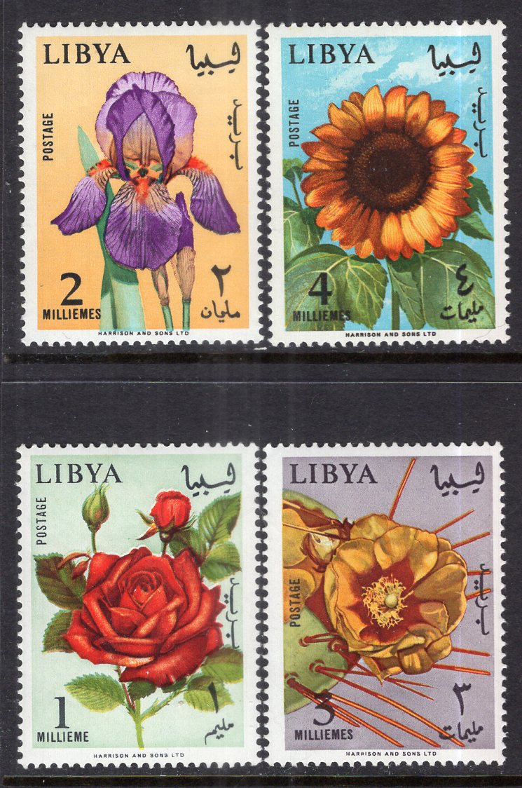 Libya 284-287 Flowers MNH VF | Africa - Libya, General Issue Stamp ...