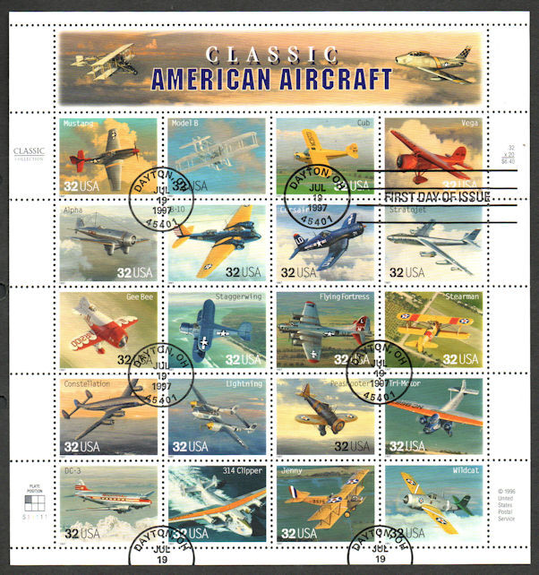 US #3142 Classic American Aircraft First Day Cover, VF, bold colors ...
