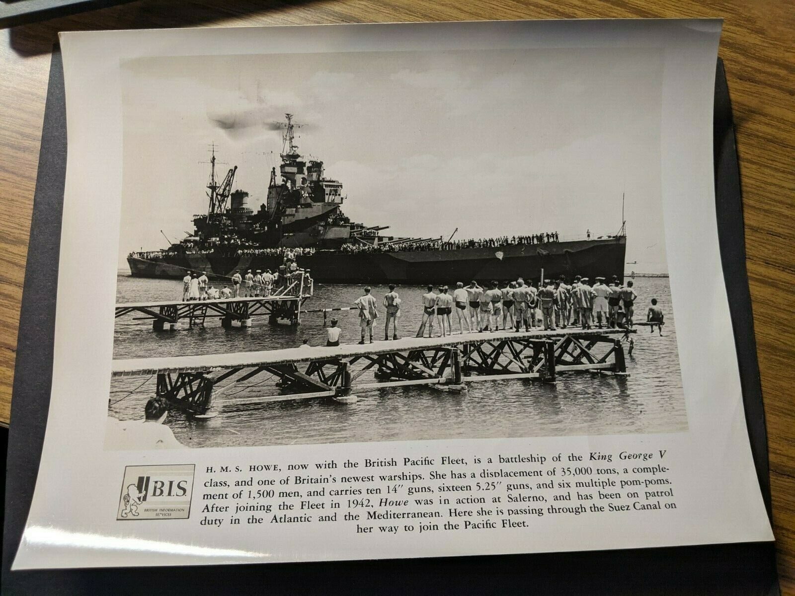 British Battleship HMS HOWE 32 WWII Original 8" X 10" Naval Photo ...
