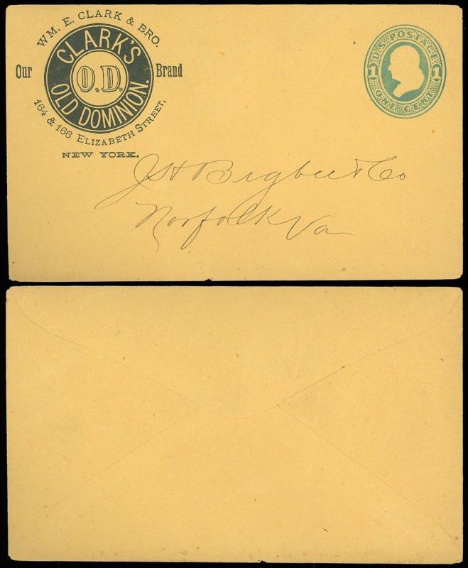 1880s NY, Wm E. Clark & Bro., CLARK'S OLD DOMINION, Logo Advert Cover ...