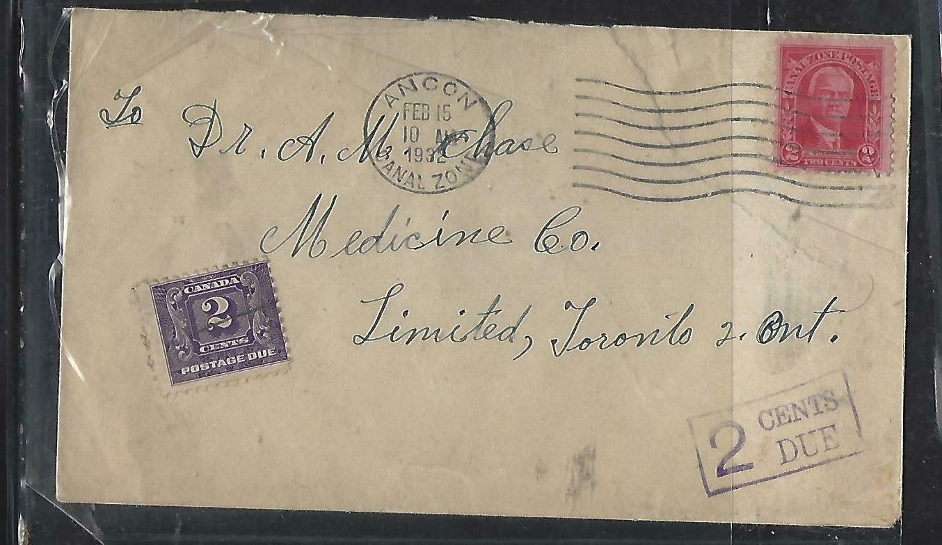Canada (P0511B) 1932 Incoming Cover From Canal Zone Short Paid Postage ...