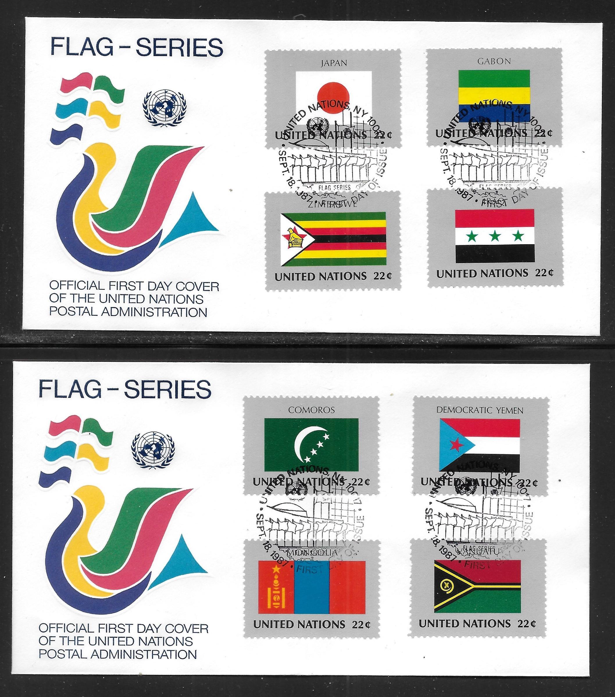United Nations NY 499-514 1987 Flags Geneva Cachet FDC First Day Cover ...