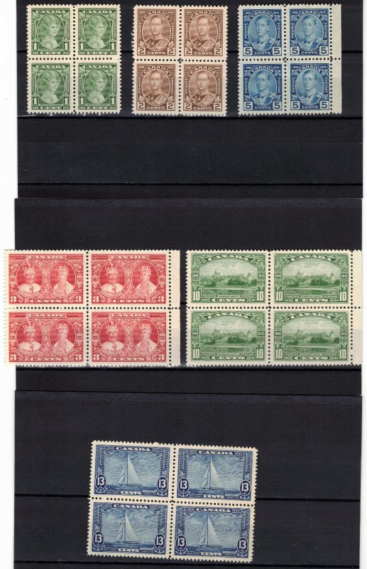 CANADA Scott 211-6 Stanley Gibbons 335-40 Blocks of 4 Mint Hinged/MNH ...