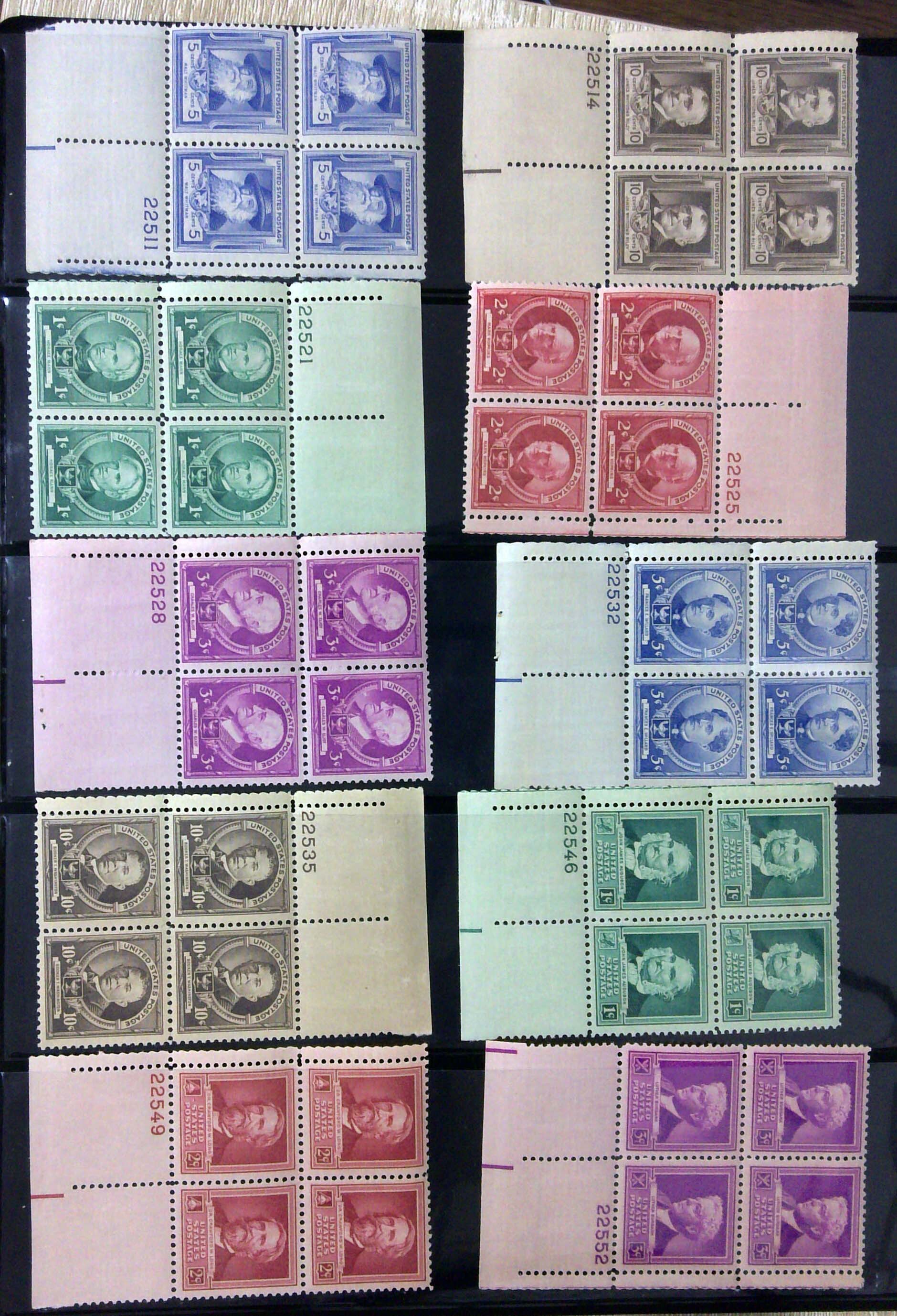 Scott #859-893 - P# Blocks of 4 - Set - Mixed OG & MNH - 1940 | United ...