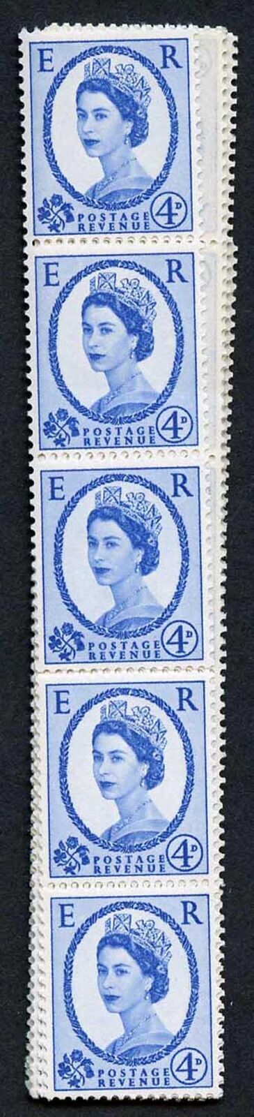 4d Ultramarine Spec S83 Coil Strip 59 U/M | Great Britain, Stamp / HipStamp