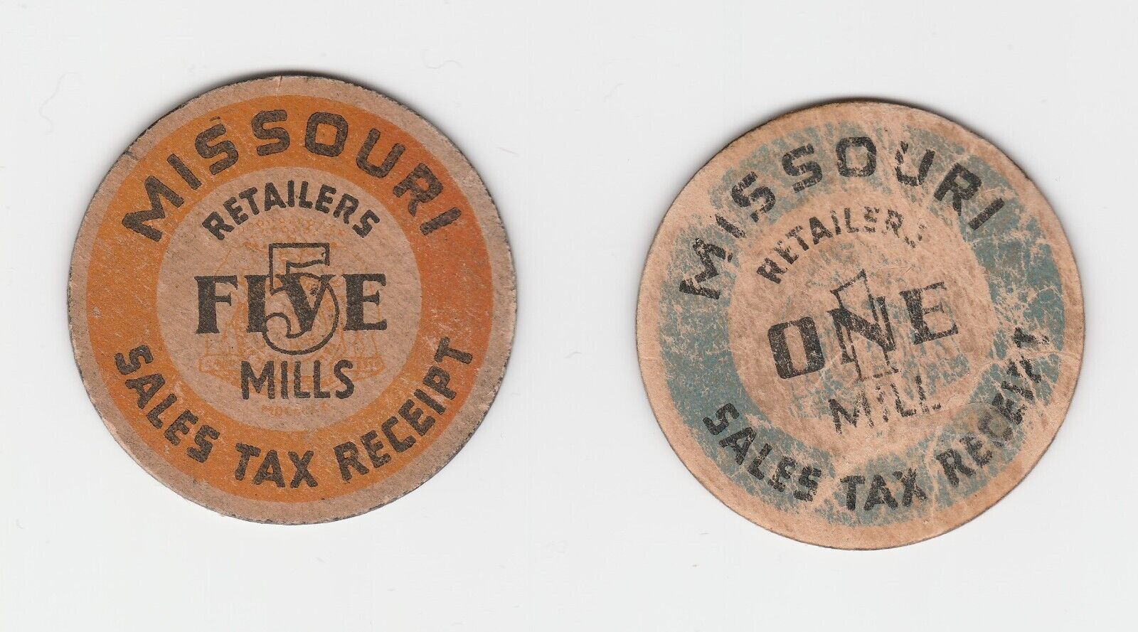 Missouri Tax Token Coin stamp- s95 worn= four tokens total one w ...