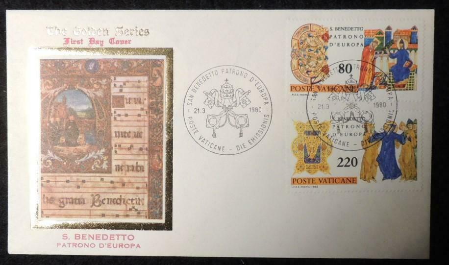 Vatican 1980 - FDC 1500th birth anniversary St. Benedict Golden series ...