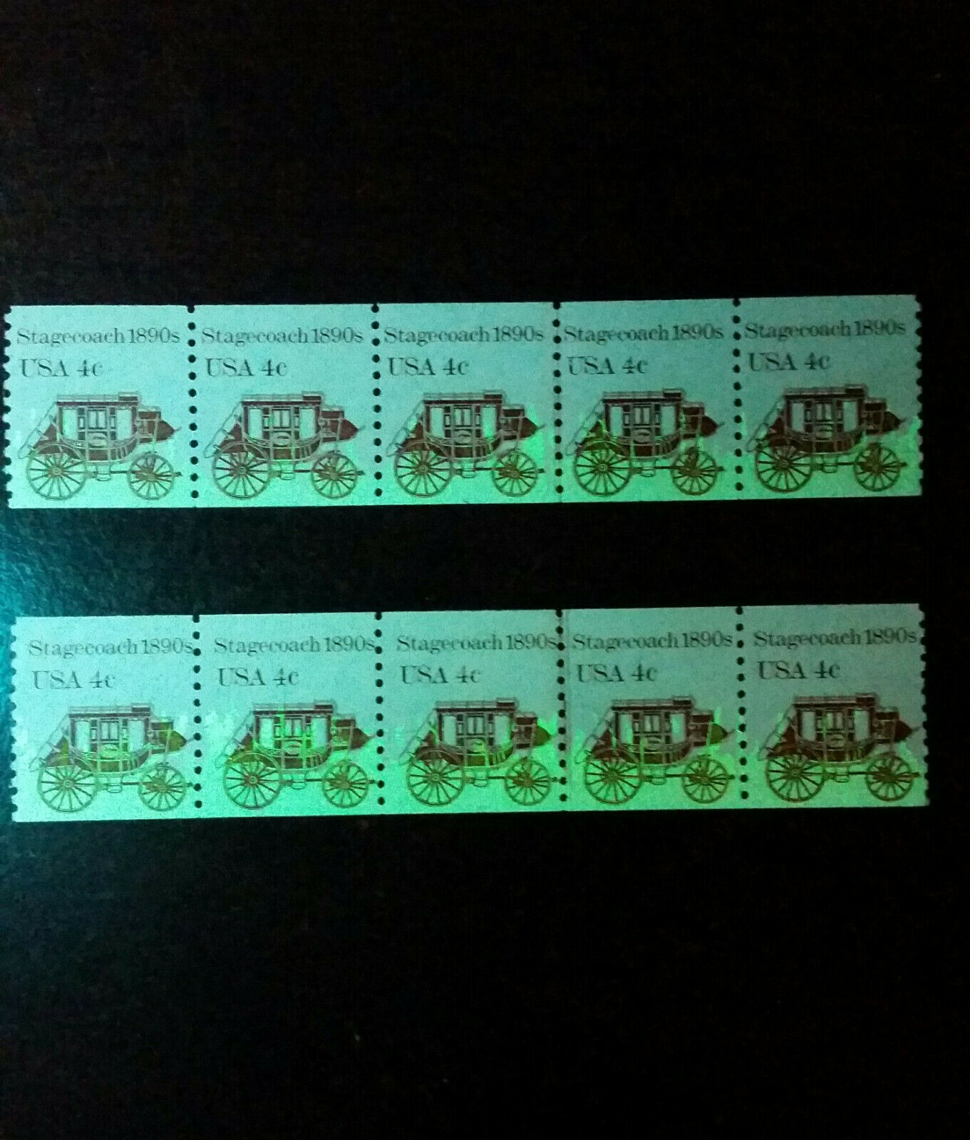 (2) PNC 5s Scott #1898A, 4c Stagecoach, Plate #3 & 4, "PRAIRIE FIRE ...