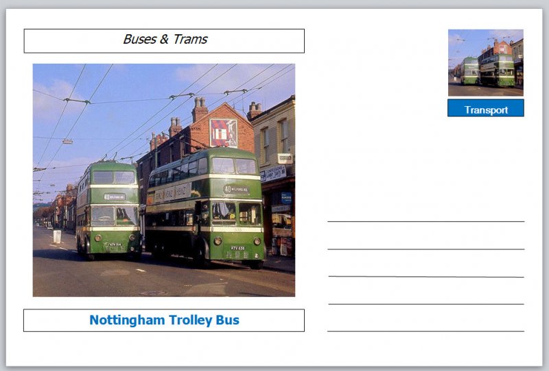 Buses & Trams - Nottingham Trolley Bus souvenir postcard mint | Great ...