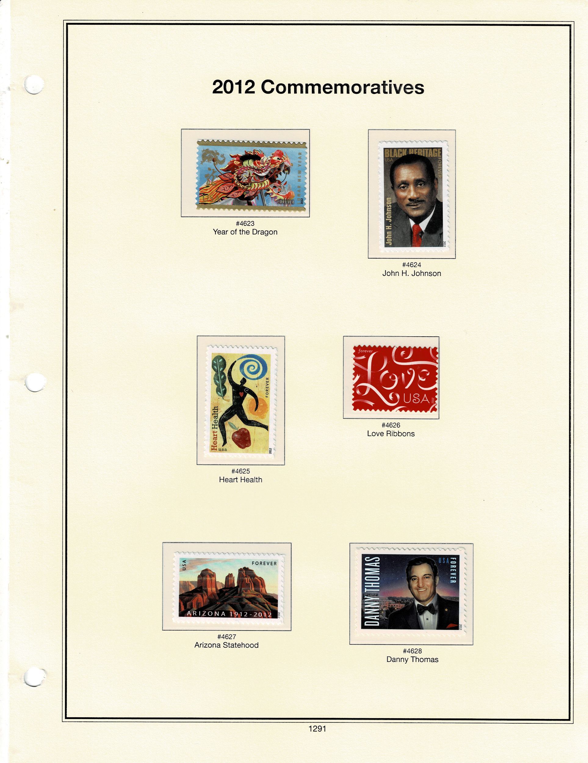 2012 Commemoratives US Forever Postage Singles Set of 6 stamps ##4623 ...