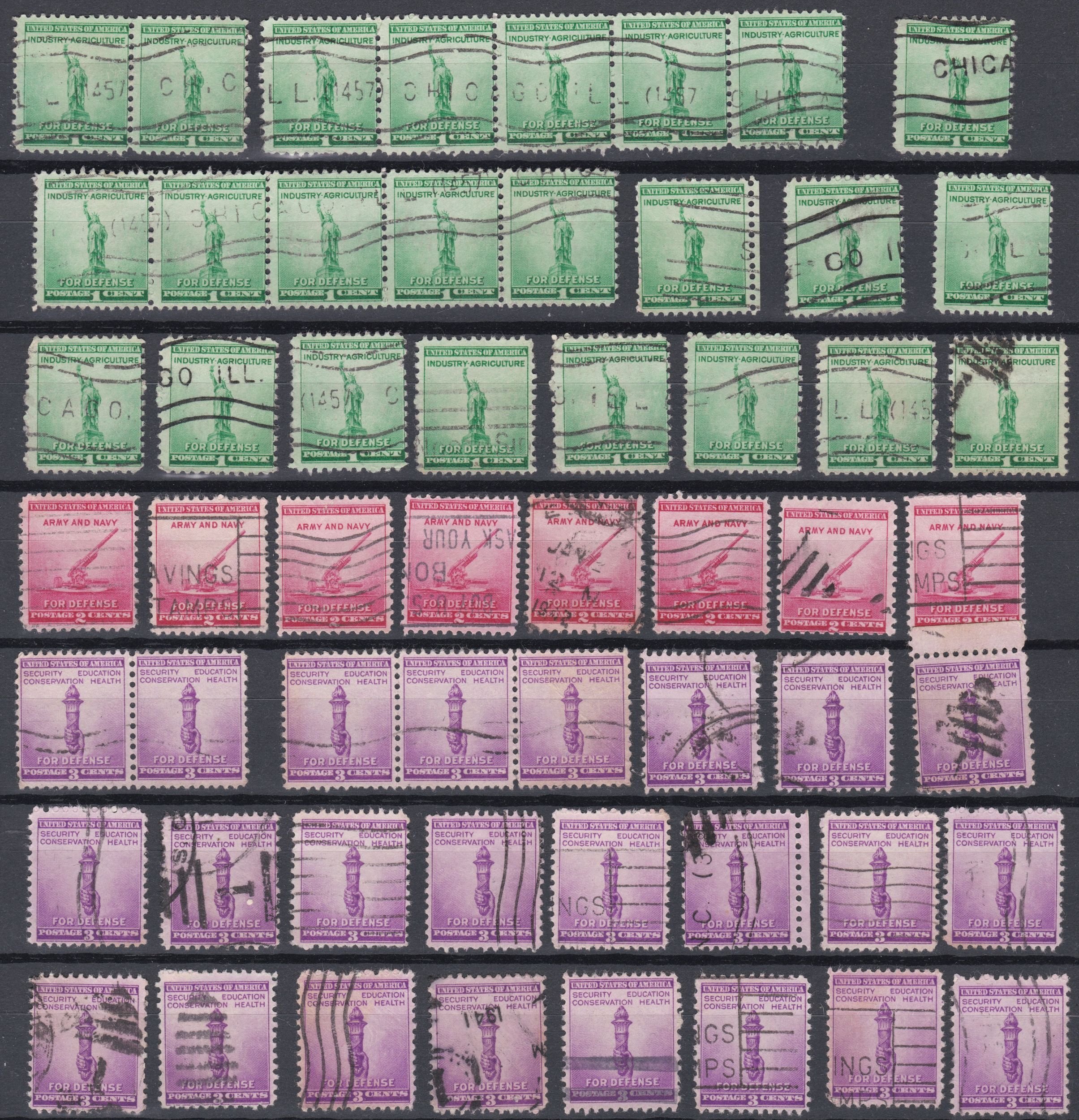 US 1940 National Defence Collection Used 1c-3c x44 | United States ...