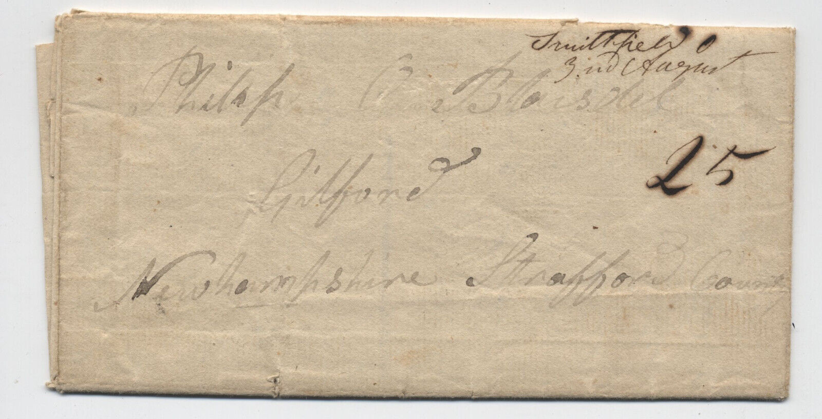 1820s Smithfield OH manuscript stampless folded letter [5775.475 ...