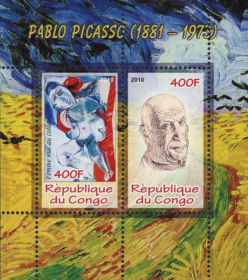 Congo Famous Painter Pablo Picasso Art Sov. Sheet of 2 Stamps Mint NH ...