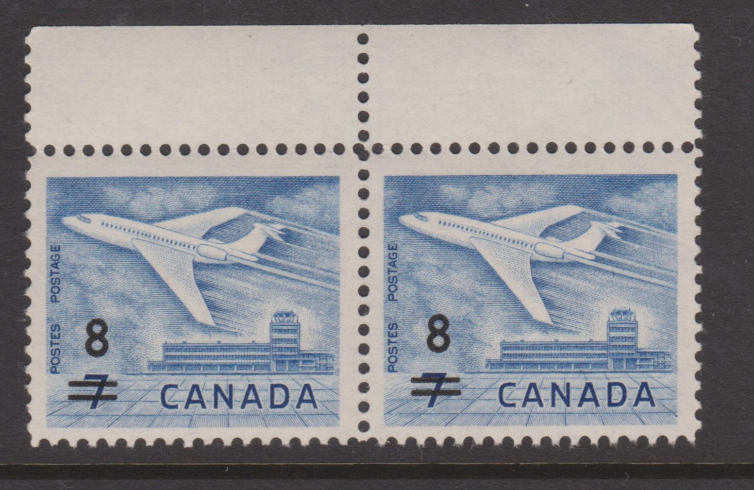 Canada 1964 8c on 7c Ottawa Airport Sc# 430 MNH Marginal Pair | Canada ...