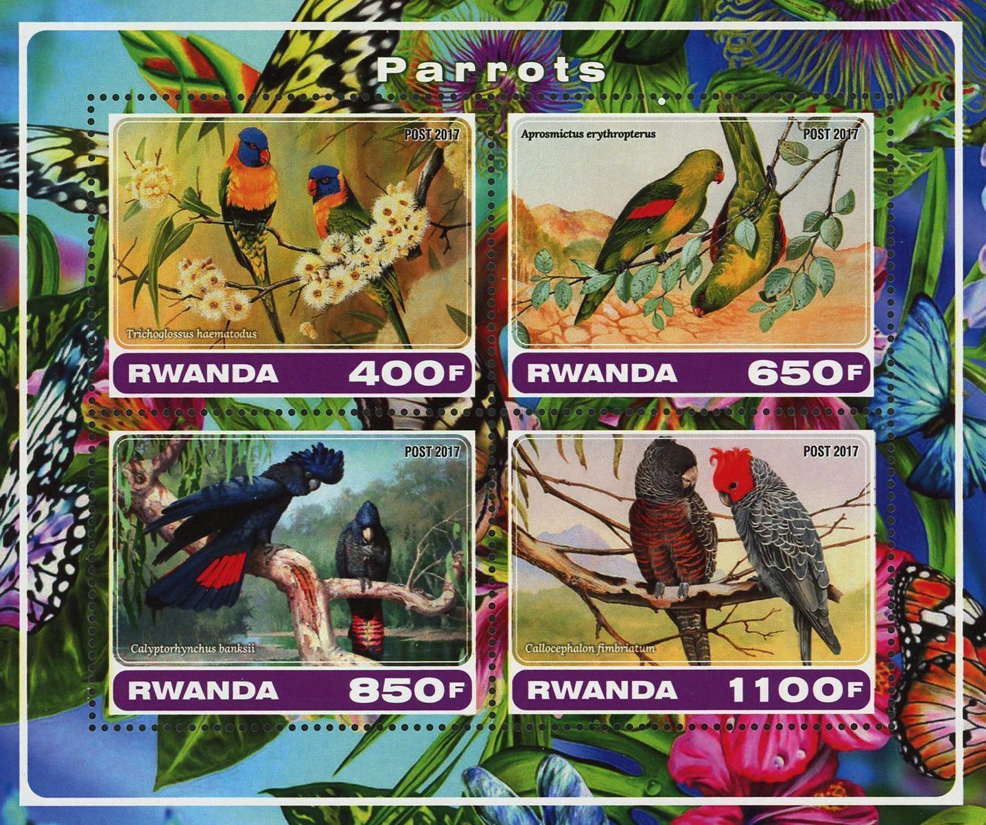 Parrot Bird Nature Souvenir Sheet of 4 Stamps Mint NH | Worldwide ...