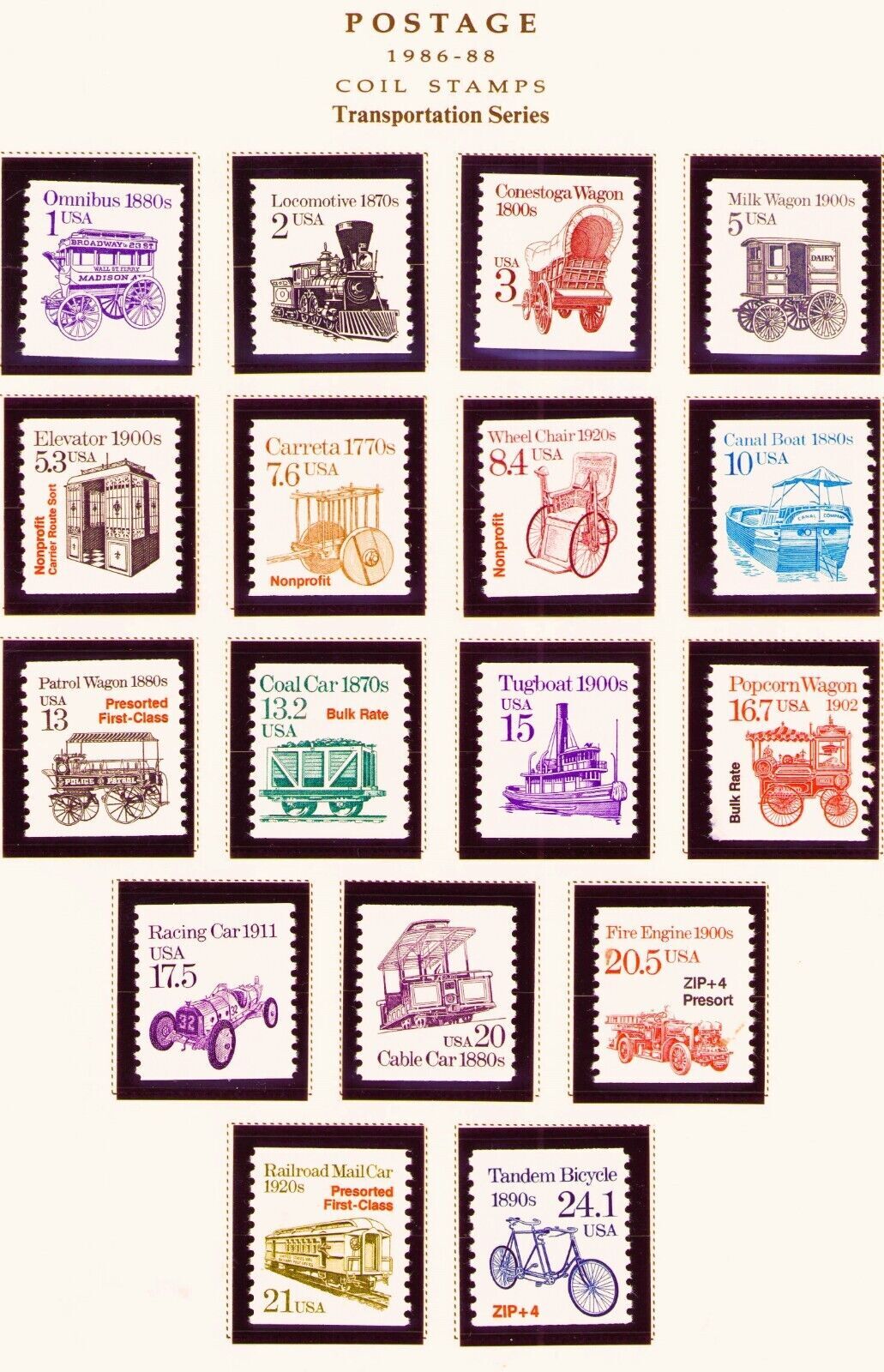US.2225-2226 2252-2266 (17). Transportation Series COILS | United ...