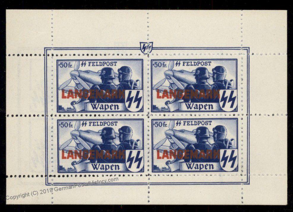 Germany 1944 Belgium SS Legion Langemark Error Feldpost Stamp Sheet ...