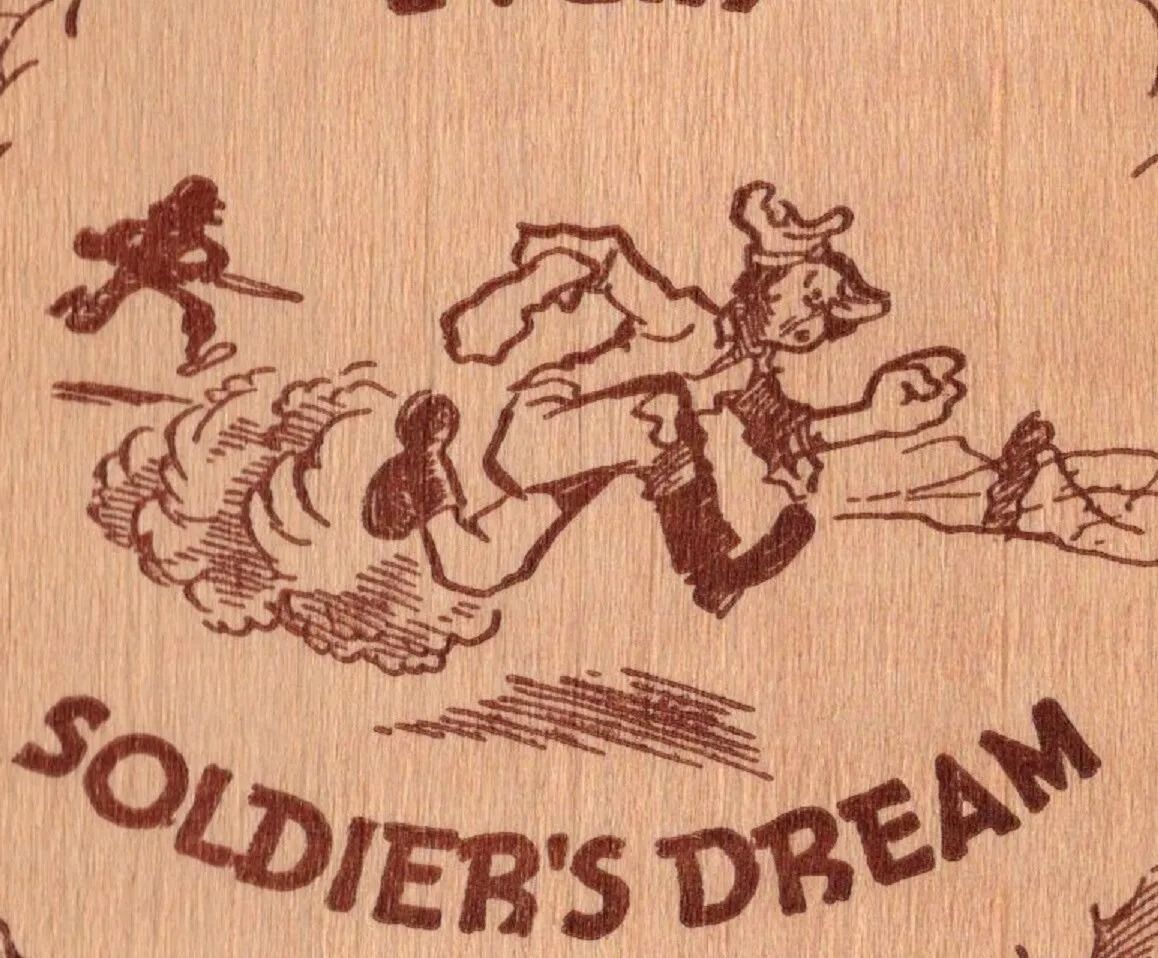 USA WWII Patriotic WOODEN POSTCARD Hitler Soldier's Dream Unused SCARCE ...