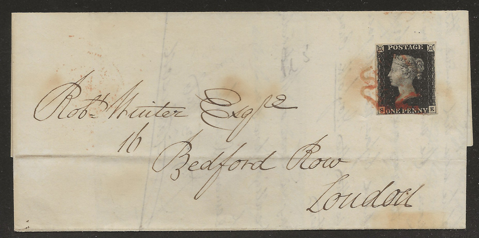 1840 GB #1 Cover Holbeach Robt Winter Esq Bedford Rowe London Red ...