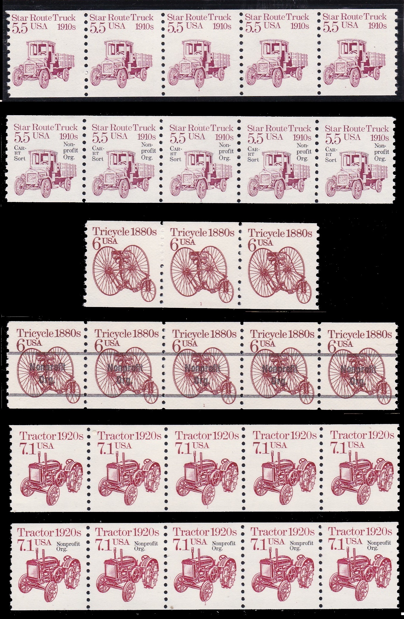 US 2125-2127, MNH Coil Strips of 5 | United States, General Issue Stamp ...