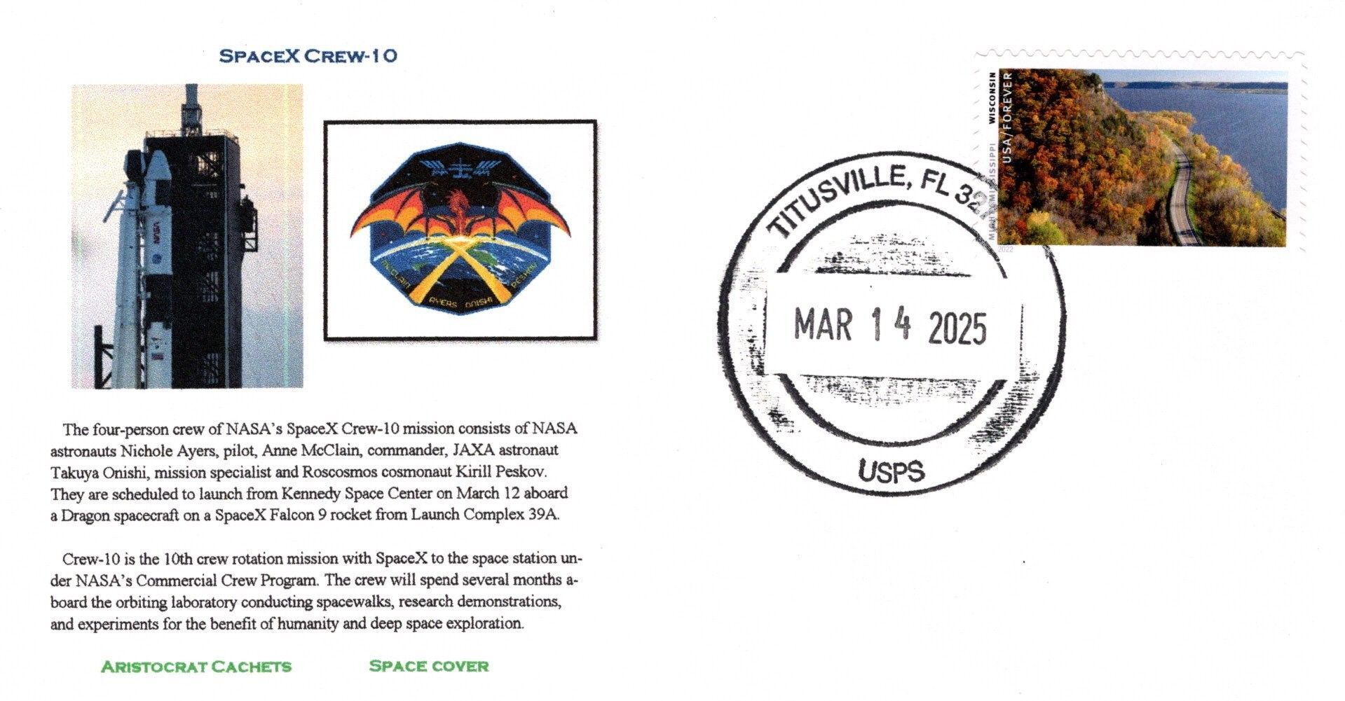 Launch cover SpaceX Crew10 March 14, 2025, one of two covers | United ...