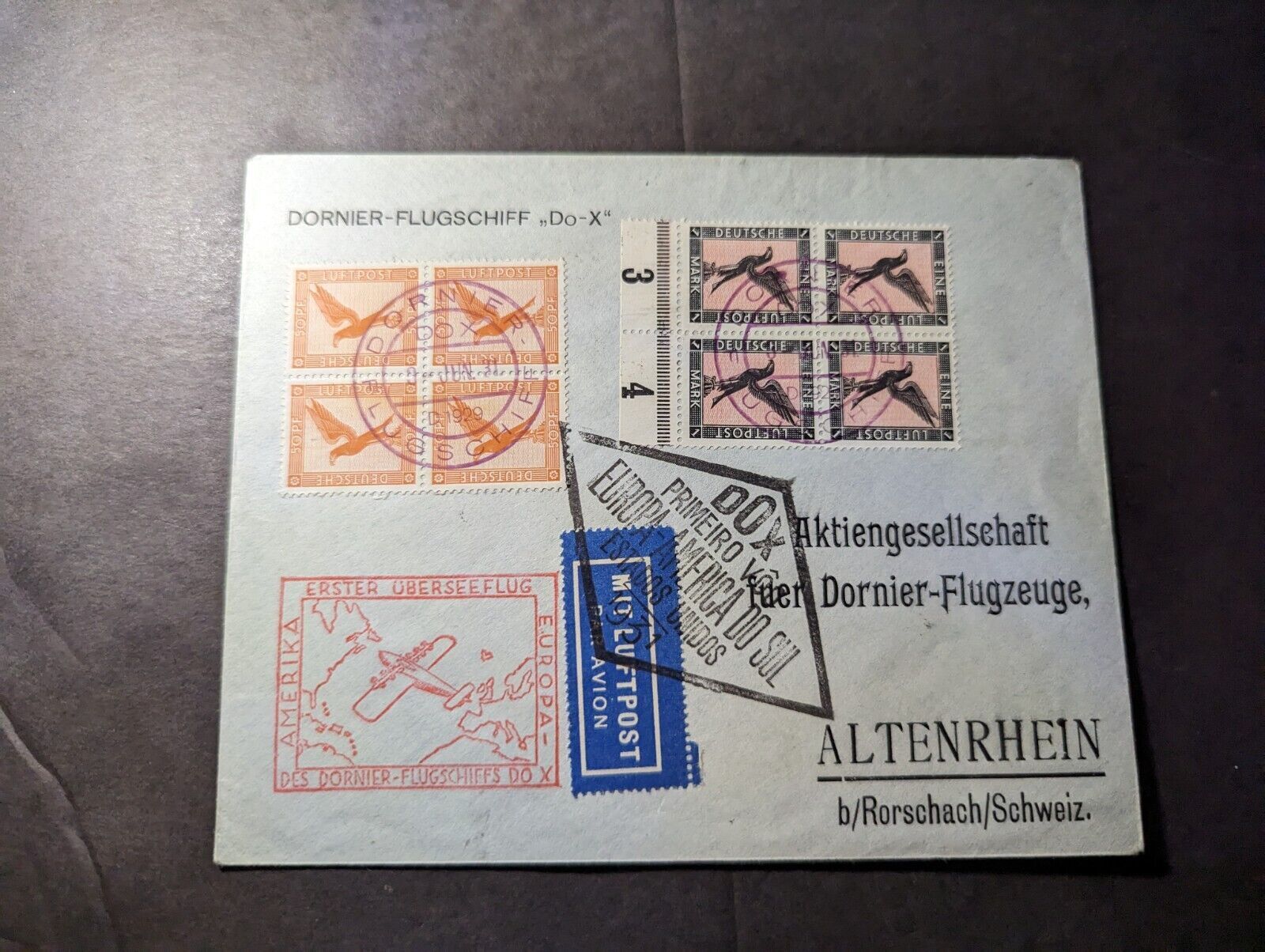 1931 Germany Airmail Dornier DOX First Flight Cover FFC to Switzerland ...
