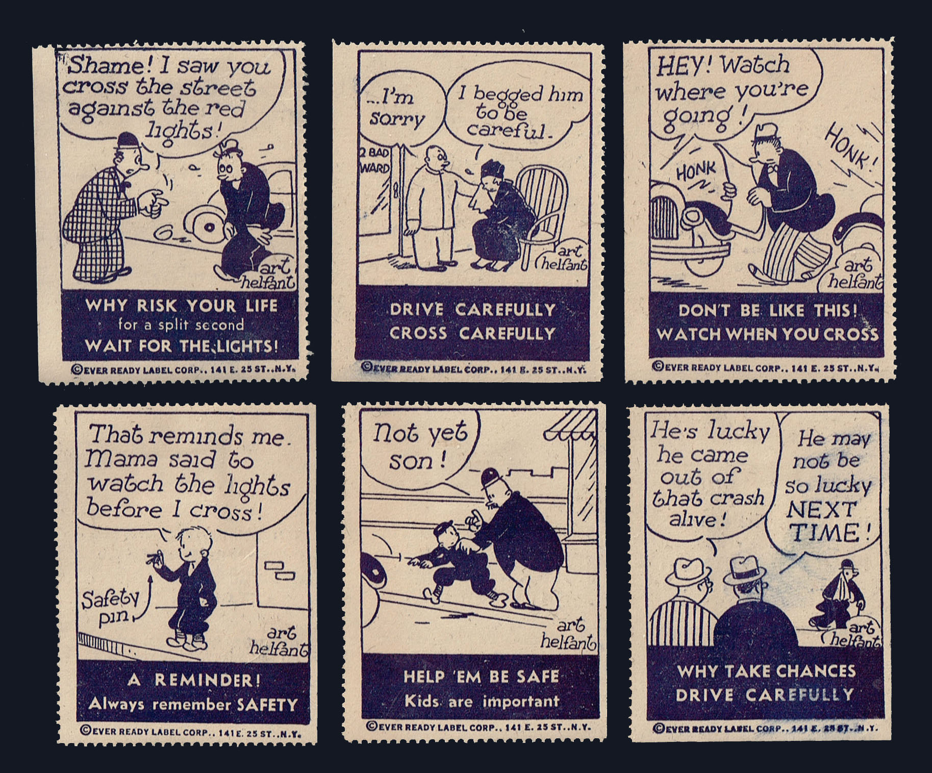 Art Helfant NYPD Safety Labels 1930's - MNH | Specialty Philately ...