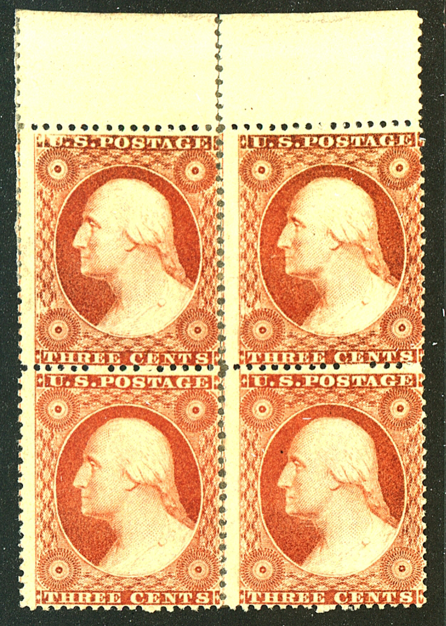 U.S. #26 Mint Block of 4 NG Re-Attached | United States, General Issue ...