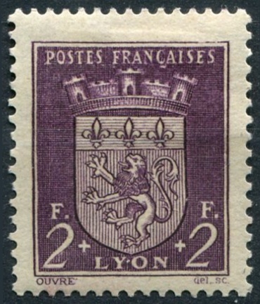 France Sc#B124 MH/Unused, 2f+2f dk pur, Coat of Arms (1942) | Europe ...