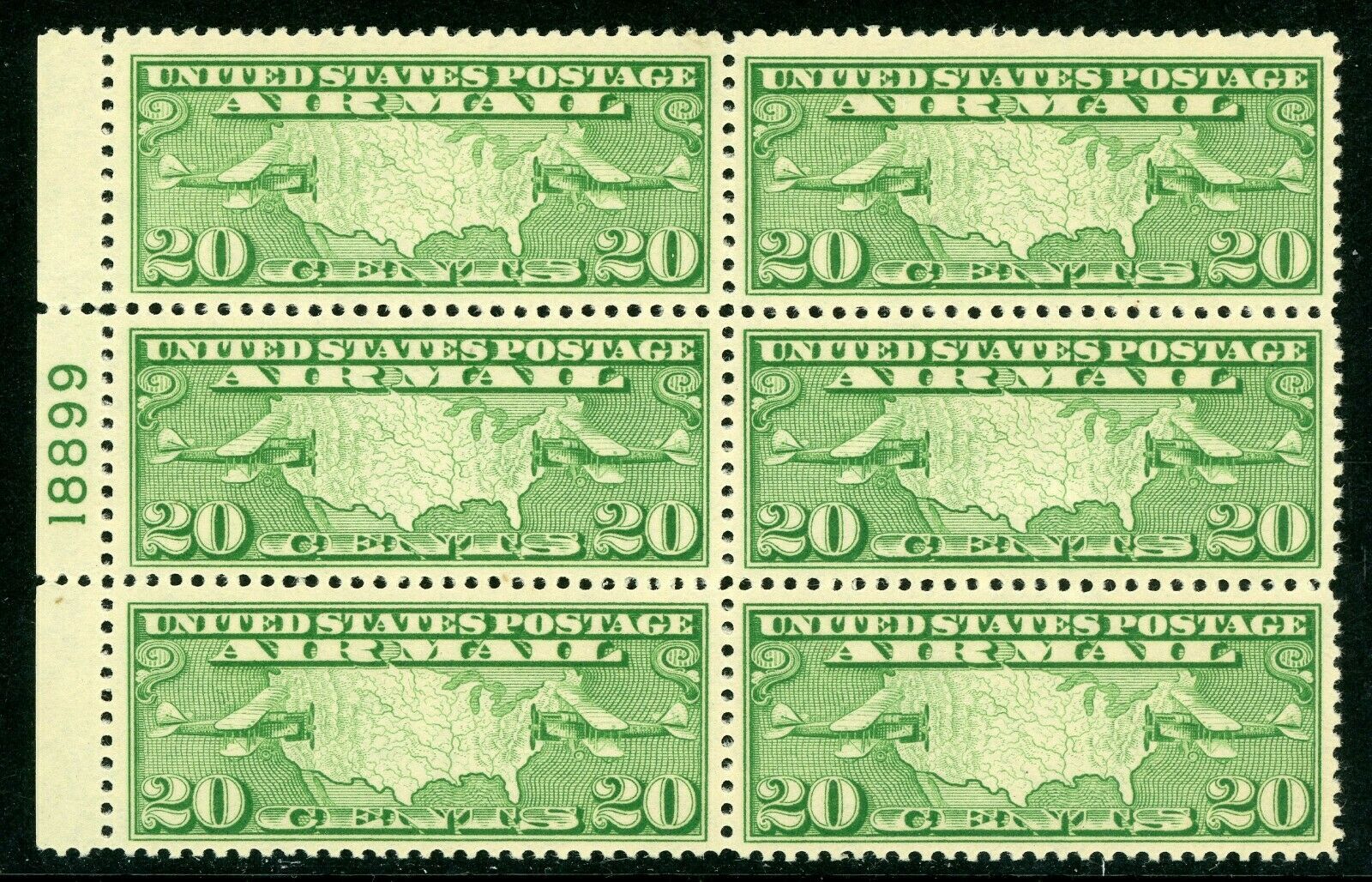 USA 1927 Airmail 20¢ Plate Number Block of 6 Scott C9 MNH D695 | United ...