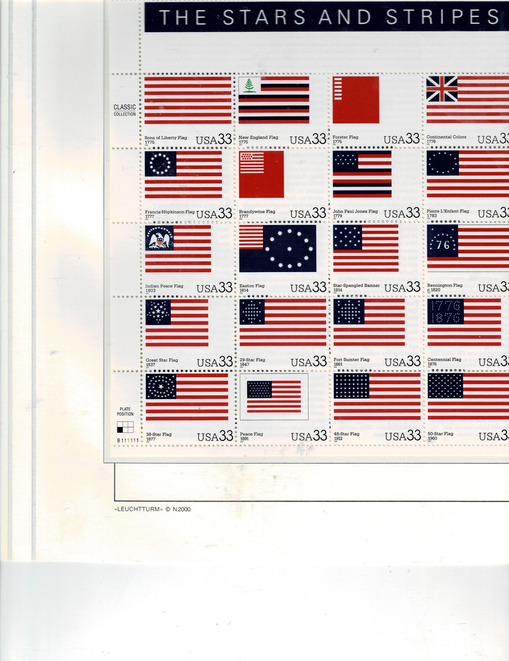 Stars and Stripes 33c US Postage Sheet #3403 VF MNH | United States ...