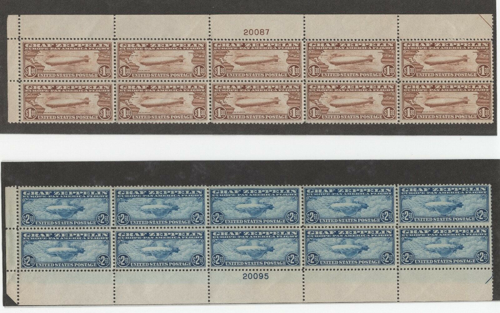 Air Mail #C13 - #C15 Plate Blocks of 10 VF-XF OG NH Fantastic Set (GP2 ...