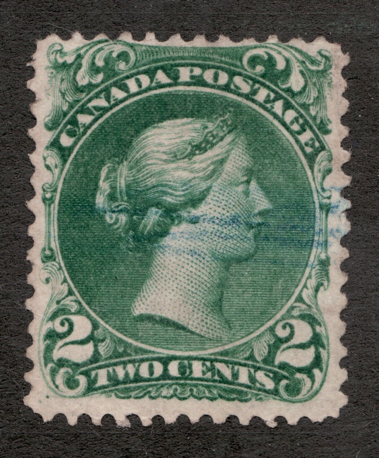 1868 / #24 Used F/VF - 2 Cent Green - Large Queen Victoria Stamp ...