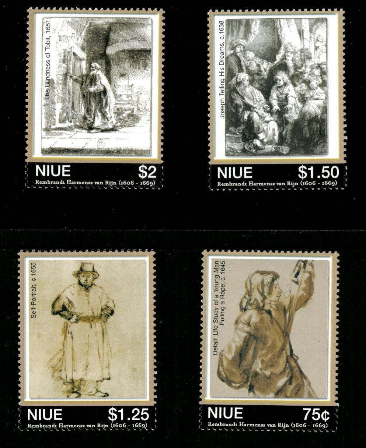 Niue 2007 - Painter Rembrandt Art - Set of 4v - Scott 817-20 - MNH ...