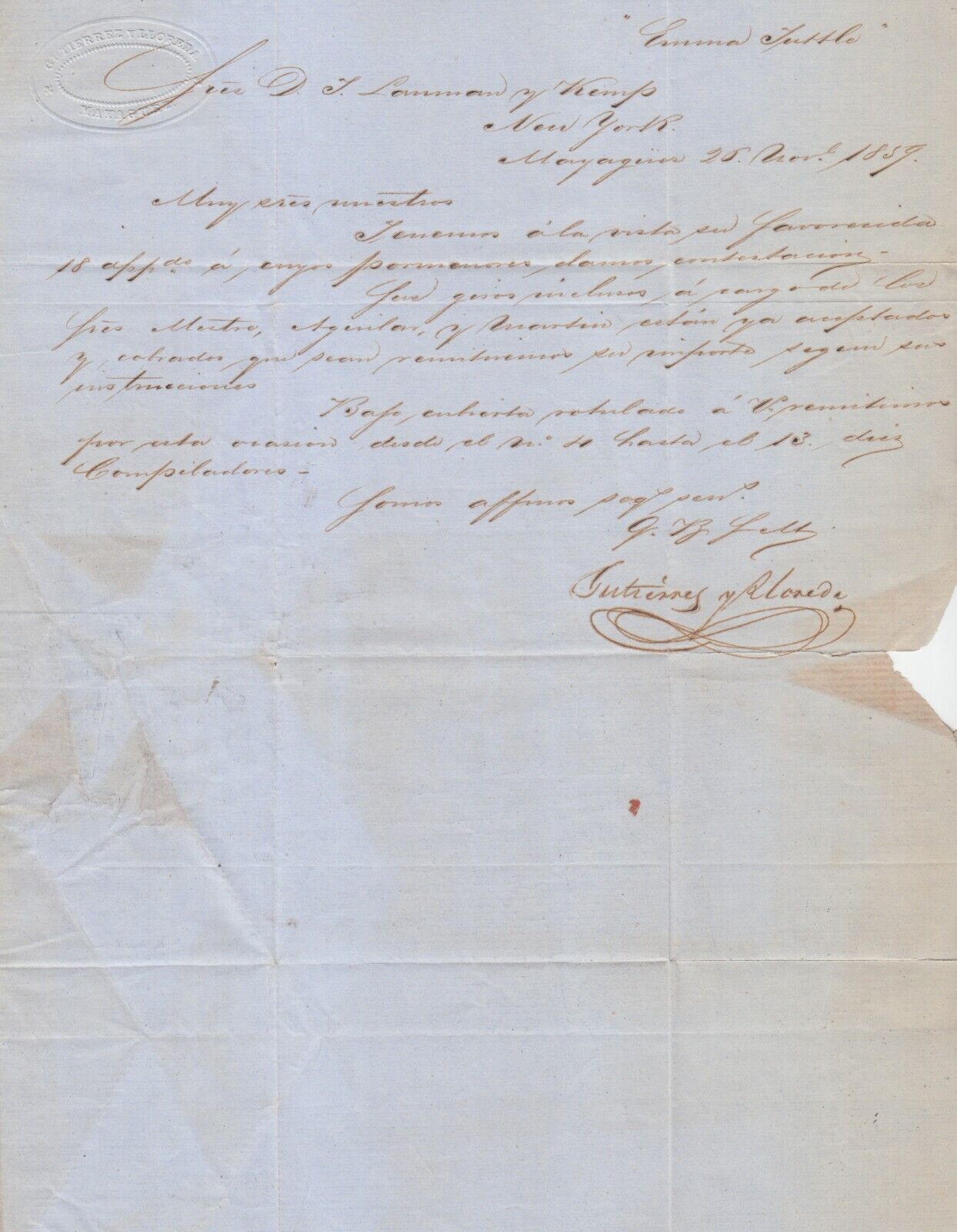 Puerto Rico, 1859 Stampless Steamship SFL Mayaguez to NY | Europe ...