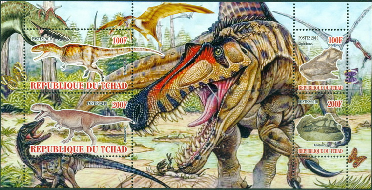 Tchad Chad Sheet Prehistoric MAN Dinosaurs Fossils | Africa - Chad ...