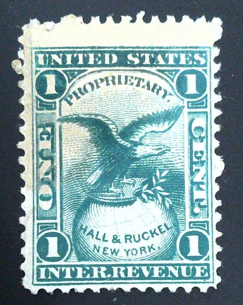 Scott #RS95c - 1c Green - Pink Paper - Hall&Ruckel | United States ...