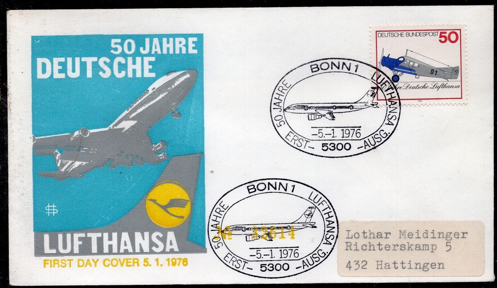 151 - Germany 1976 - The 50th Anniversary of Deutsche Lufthansa - Plane ...