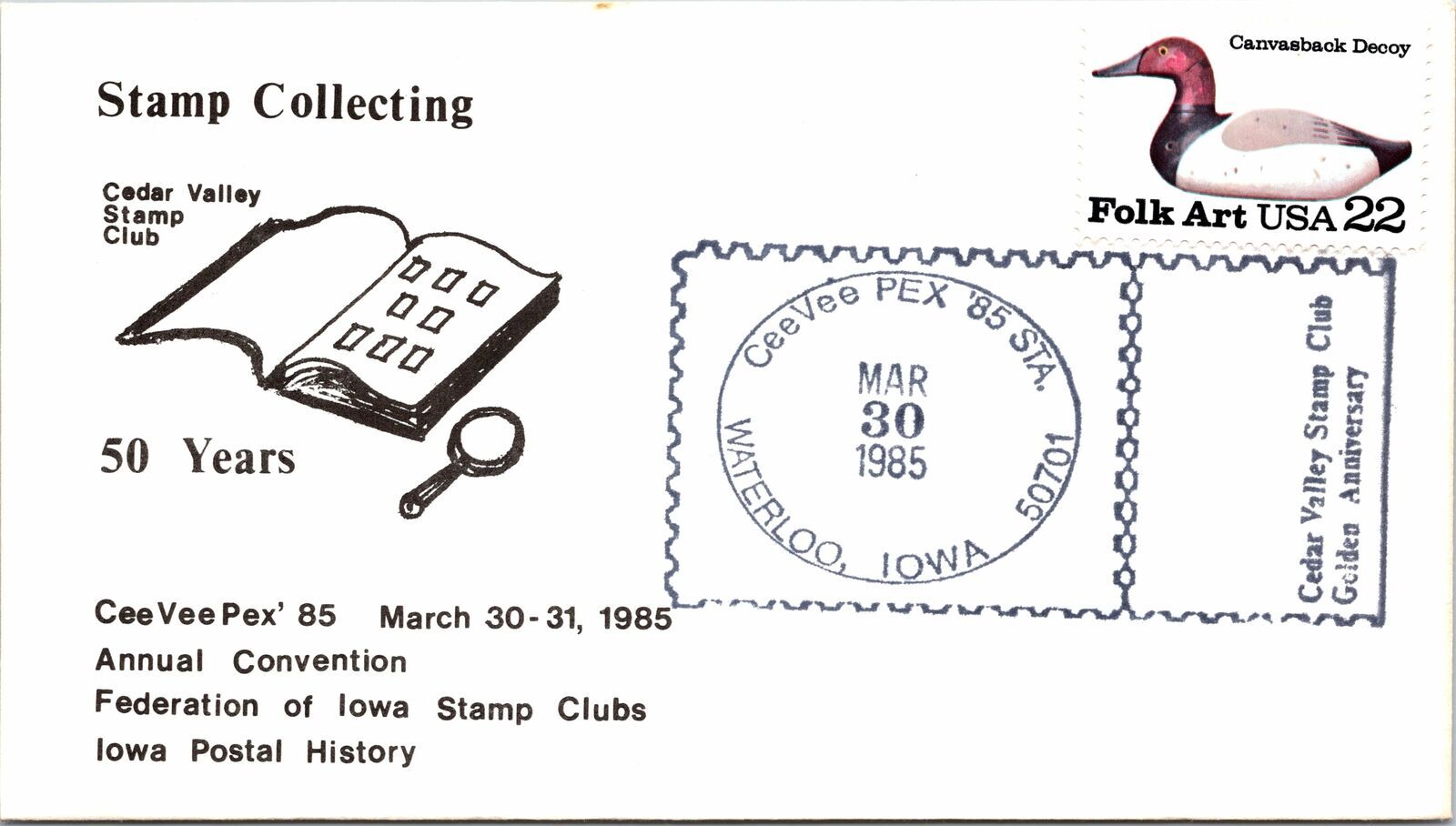 Annual Convention Federation of Iowa Stamp Clubs Cachet Cover Ceeveepex ...